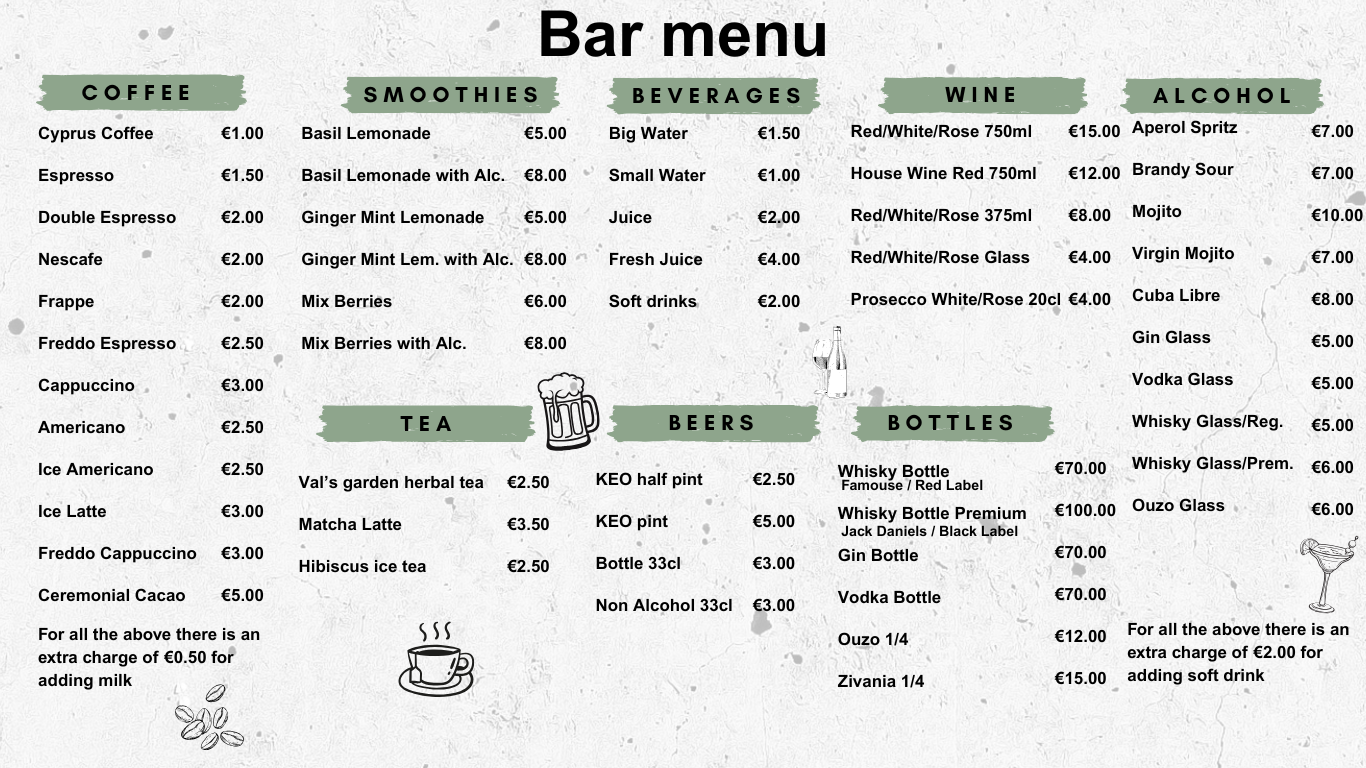 VAL’s BAR MENU – VAL's PLACE